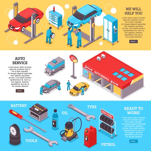 Car repair shop station banner repairman Vector Image