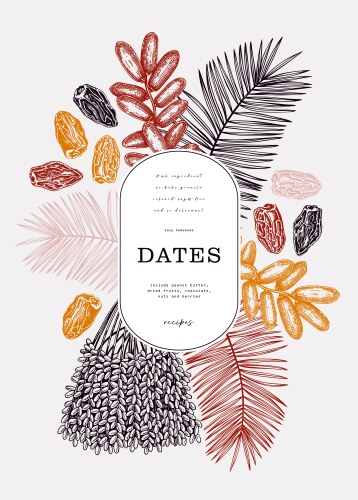 Hand drawn border design with date palm leaves Vector Image