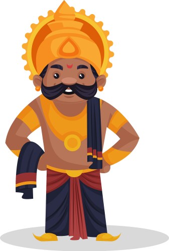 Golden ravana with ten heads hindu warrior Vector Image