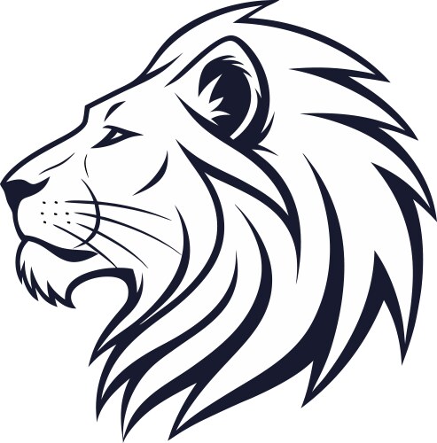 Lion head profile silhouette logo isolated Vector Image