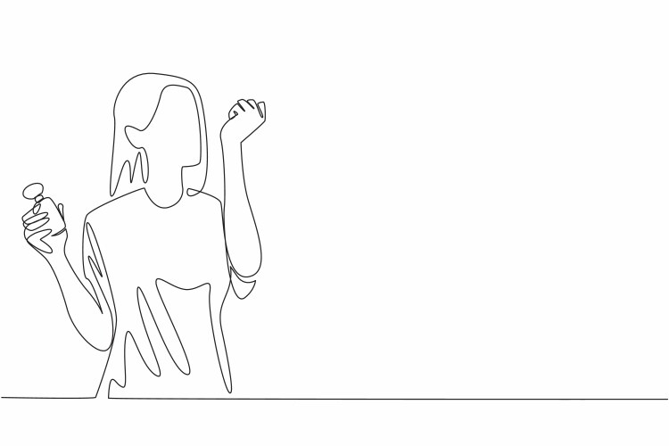 Single one line drawing woman doing perfume Vector Image