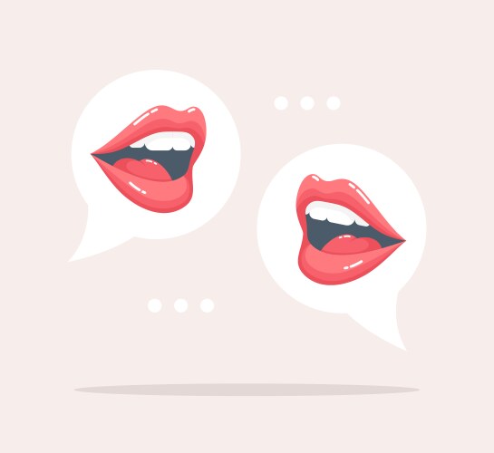 Talking female mouth microphone and speech Vector Image