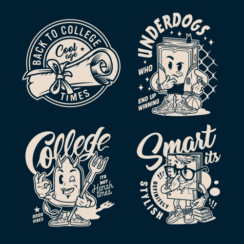 Vintage monochrome college logos Royalty Free Vector Image