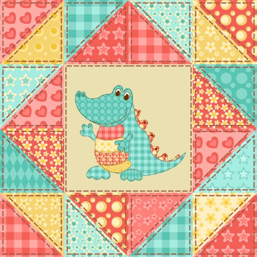Crocodile patchwork pattern Royalty Free Vector Image