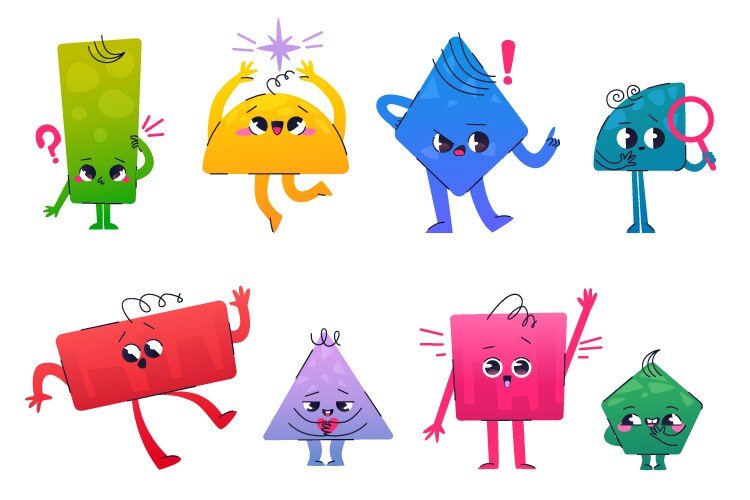 Abstract characters geometric comic creature Vector Image
