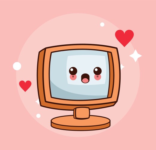 Kawaii laptop icon Royalty Free Vector Image - VectorStock