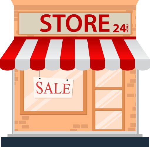 Pink street shop icon cartoon style Royalty Free Vector