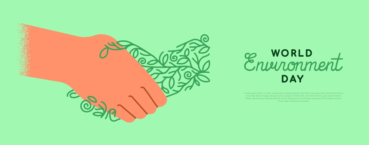 Environment day green lettering label template Vector Image