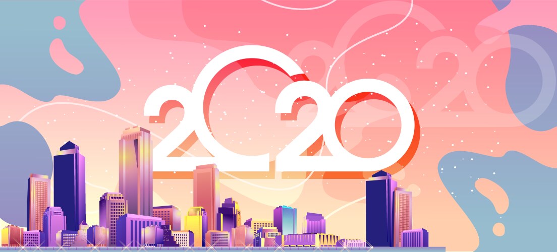 2020 retro wave calendar Royalty Free Vector Image