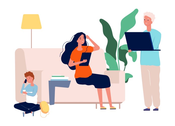 Family Using Gadgets Royalty Free Vector Image