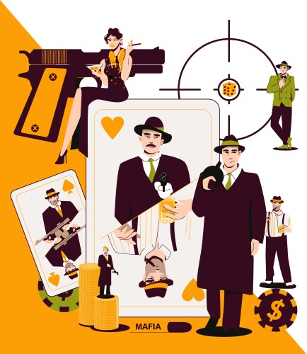 Mafia flat poster Royalty Free Vector Image - VectorStock