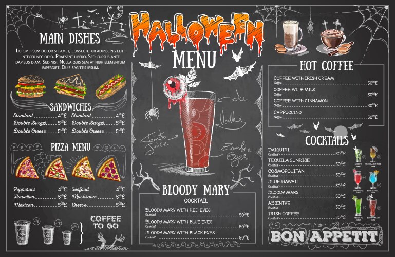 Halloween menu template Royalty Free Vector Image
