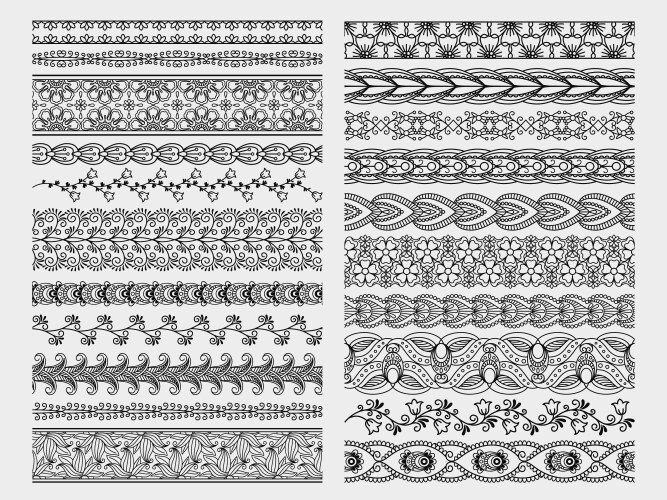Hand drawn borders line sketch dividers Royalty Free Vector