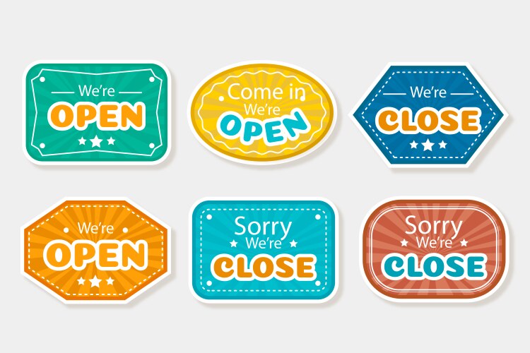 Hand drawn open and closed sign collection Vector Image