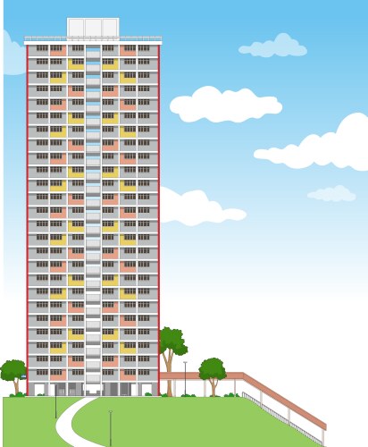 Singapore HDB Flatscape Royalty Free Vector Image
