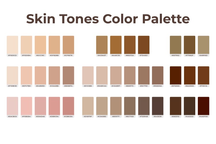 Color Palette for Dark Skin Vector Images (over 140)