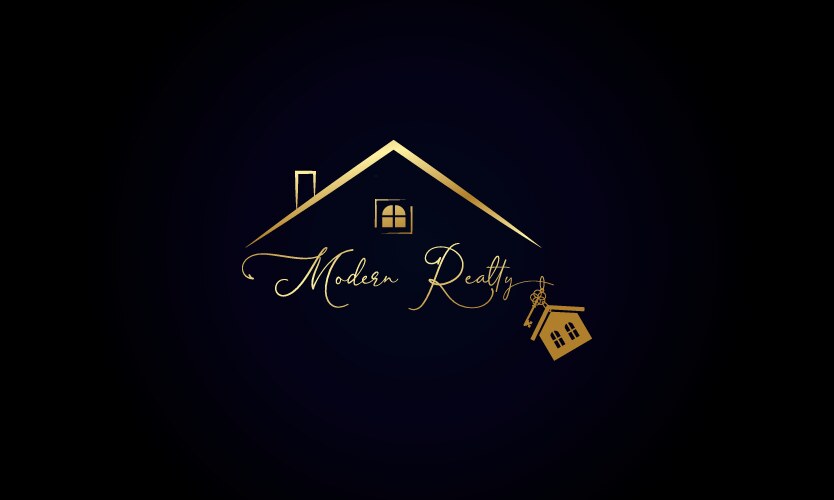 Black gold real estate logo Royalty Free Vector Image
