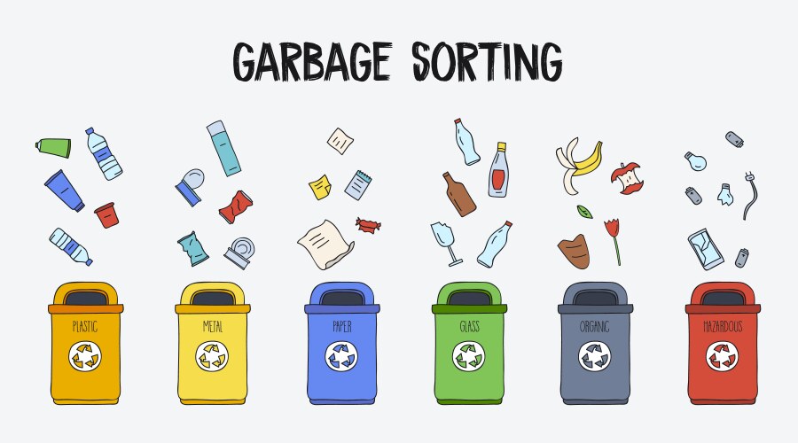 Set of different trash bin Royalty Free Vector Image