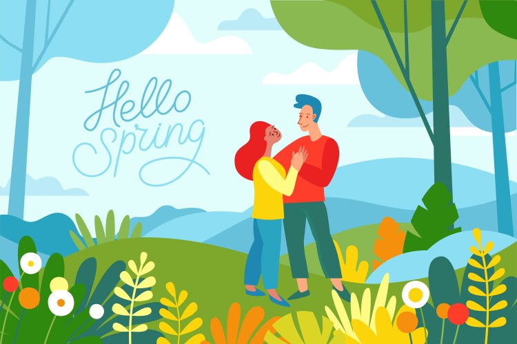 Spring landscape in flat style Royalty Free Vector Image