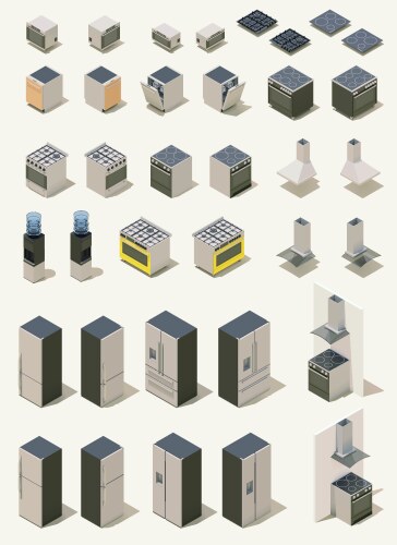 Isometric set wooden constructor small Royalty Free Vector