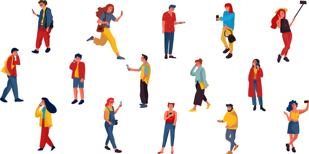 People talking on phone cartoon characters Vector Image