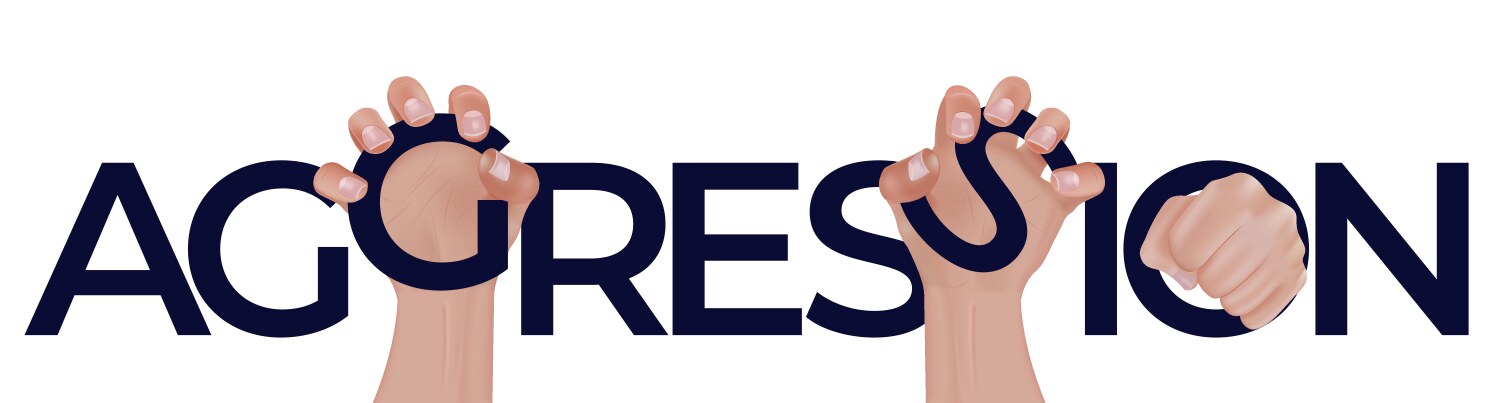 Hand aggression realistic icon set Royalty Free Vector Image