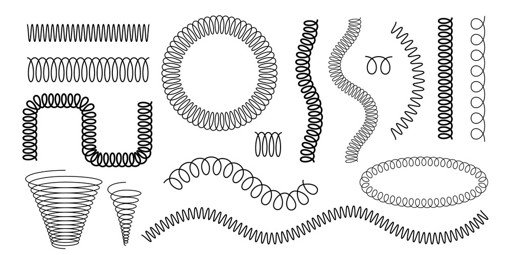 Spring coil shapes - spiral circles curved loops – Royalty-Free Vector ...