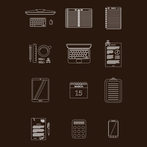 Work folder icons set simple style Royalty Free Vector Image