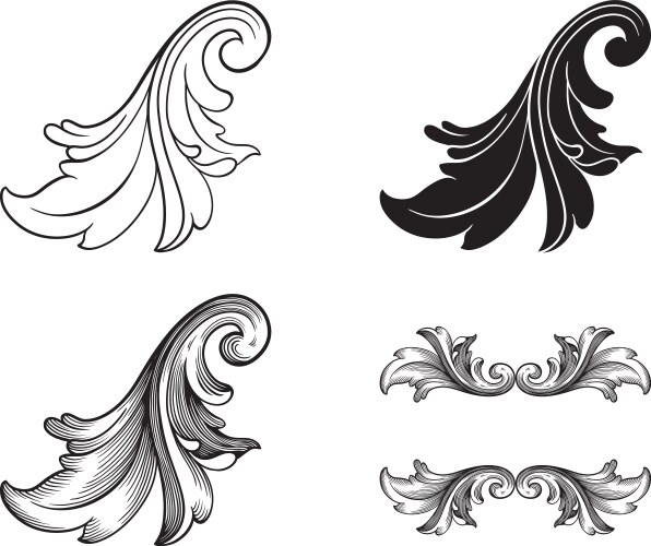 Baroque set of vintage elements Royalty Free Vector Image