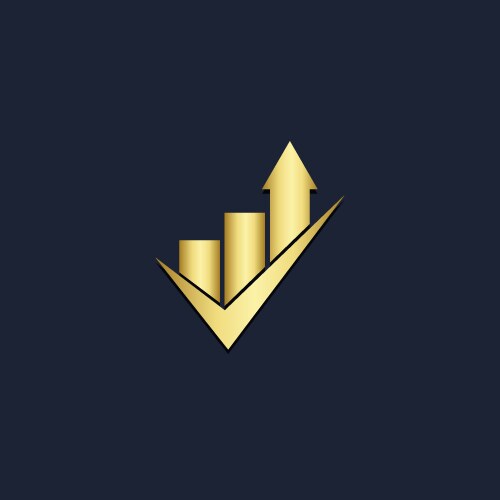 Gold arrow chart business finance logo Royalty Free Vector