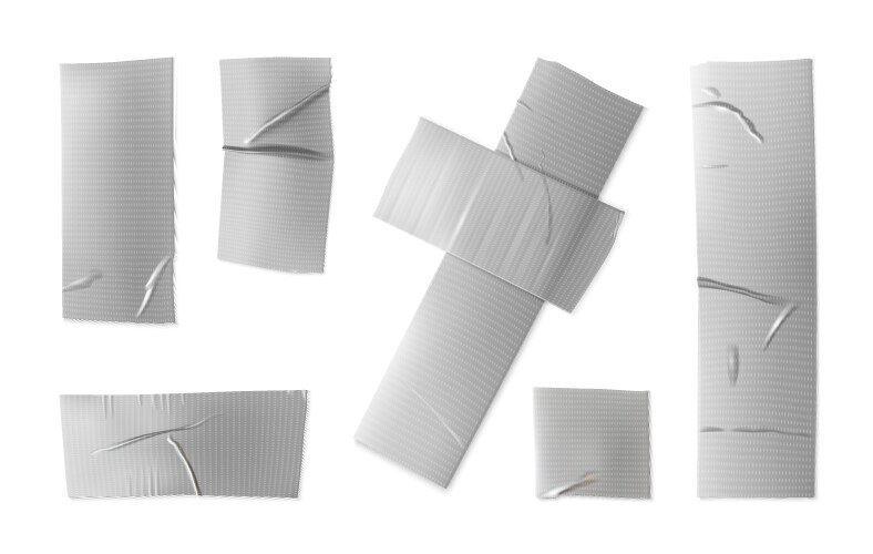 Silver adhesive tape pieces with texture Vector Image