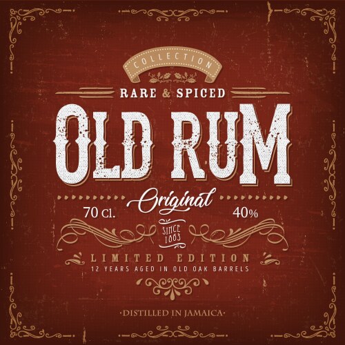 Vintage old rum label for bottle Royalty Free Vector Image