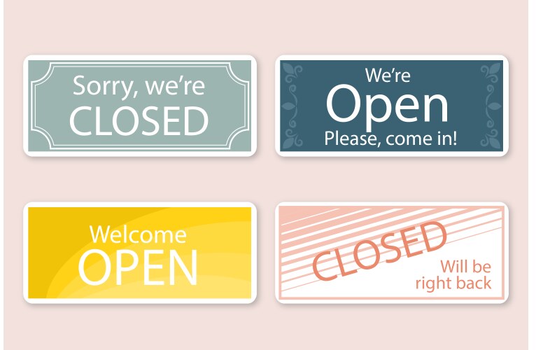 Vintage open and closed signboard collection Vector Image