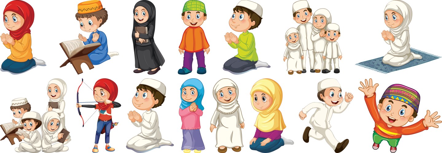 Cartoon arab family characters set Royalty Free Vector Image