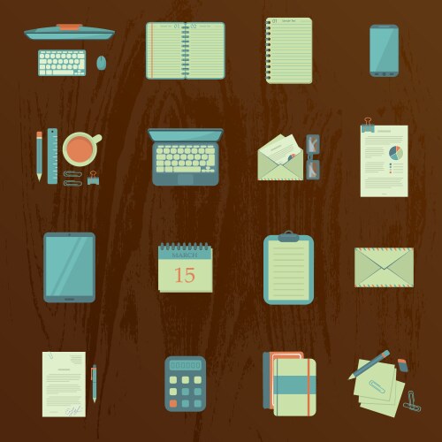 Work folder icons set simple style Royalty Free Vector Image