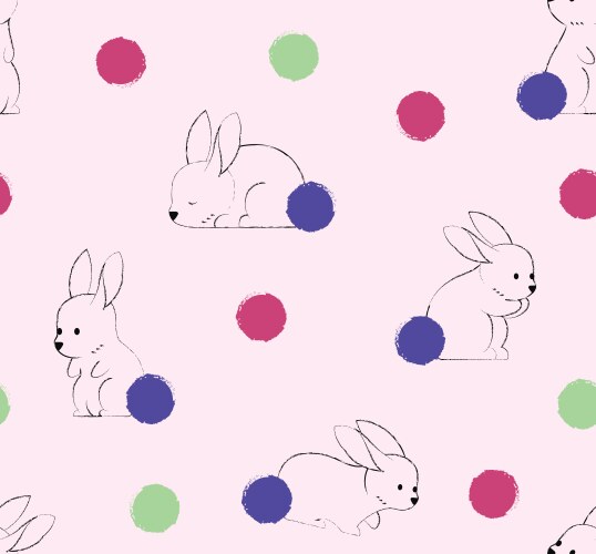 Cute animal pastel colors rabbit seamless Vector Image
