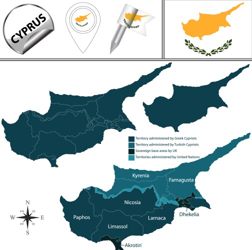 National map of cyprus Royalty Free Vector Image