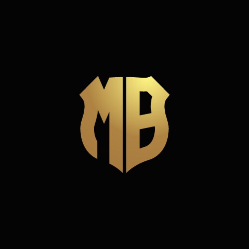 Sm logo monogram with gold colors and shield Vector Image