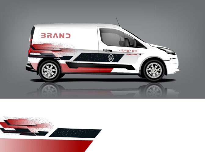 Full wrap van with vinyl sticker sample Royalty Free Vector