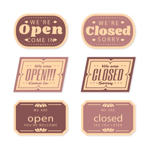 Vintage open and closed signboard collection Vector Image