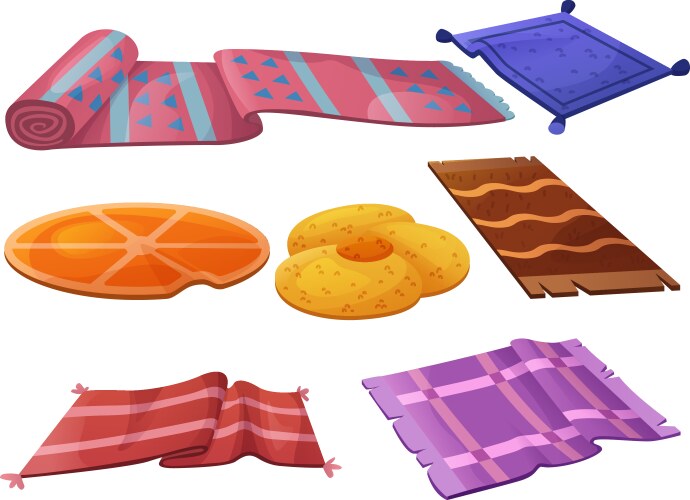 Cartoon set of colorful carpets isolated on white Vector Image