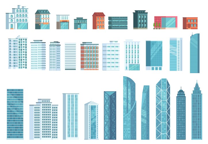 Skyscraper buildings modern building flat office Vector Image