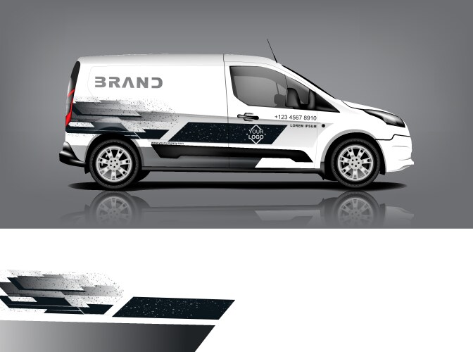 Full wrap van with vinyl sticker sample Royalty Free Vector