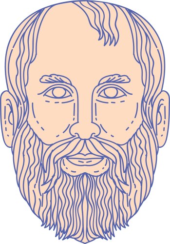 Plato greek philosopher head mono line Royalty Free Vector
