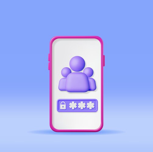 3d user login form page in smartphone Royalty Free Vector