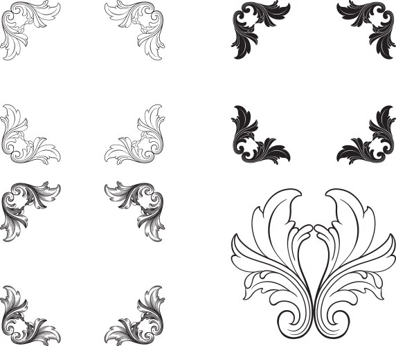 Baroque set of vintage elements Royalty Free Vector Image
