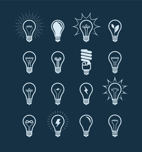 Lightbulb icon set light bulb electricity Vector Image