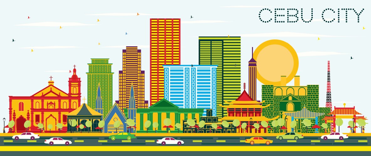 Cebu city philippines skyline with gray buildings Vector Image