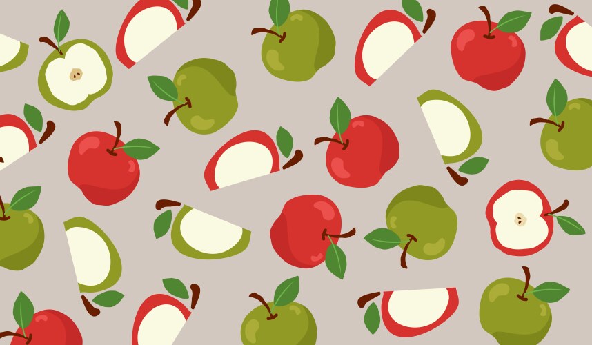 Cute apple fruits pattern background design Vector Image