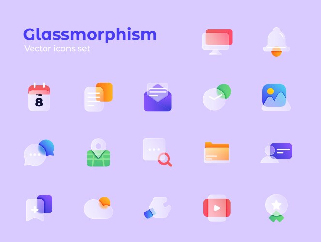 Glassmorphis icons design 2 Royalty Free Vector Image